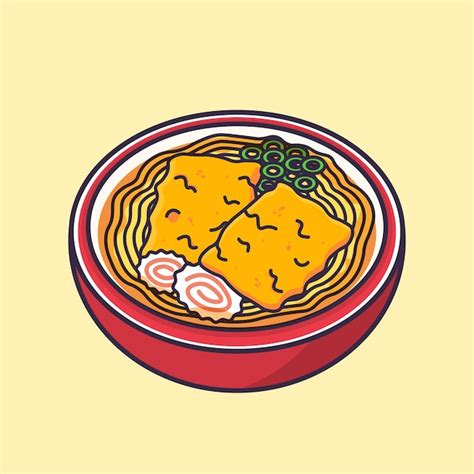 Premium Vector Japanese Udon With Crispy Tofu Noodles Close Up