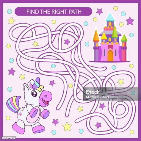 성 수 유니콘에서 옳은 길을 미로 찾아 아이 들 재미 있는 수수께끼 엔터테인먼트 및 오락 아이의 미술 활동과 게임 퍼즐입니다