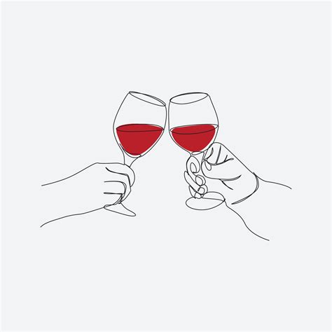 Continuous One Line Drawing Of Cheers Two Glasses For Party Celebration