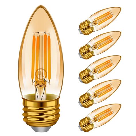 Dimmable E26 Chandelier Light Bulbs LED Candelabra Bulbs Amber