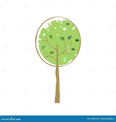 Tree Icon With Leaves Vector Illustration On White Background Stock