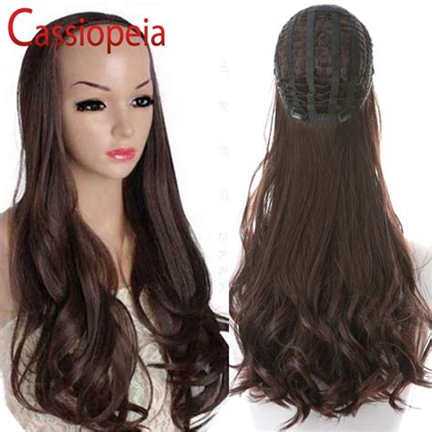 Wavy Human Hair Half Wigs Virgin Brazilian 34 Remy Human Hair Wigs