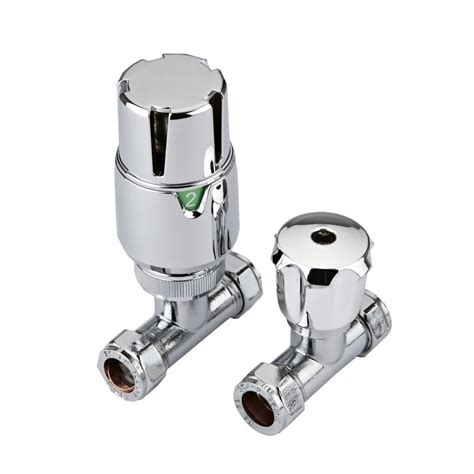 Angled Straight Designer Radiator Towel Rail Valves Thermostatic 15mm
