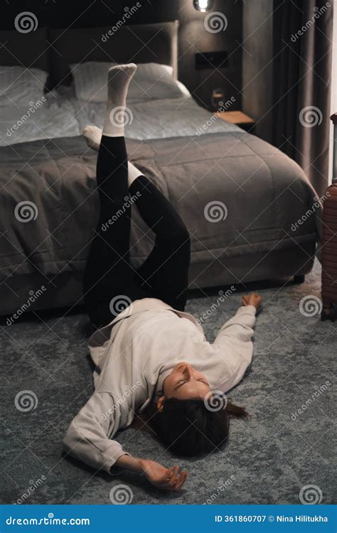 Woman Sitting Alone In Hotel Room Feeling Sad And Lonely In Travel