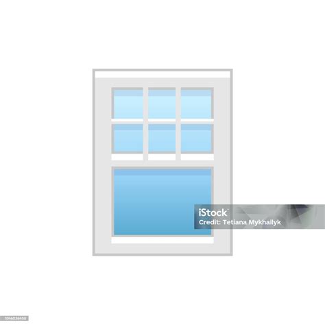 벡터 일러스트 비닐 단 창틀 창 전통적인 알루미늄 새시 창 상단 패널에 장식 바의 평면 아이콘입니다 흰색 배경에 고립 창문에 대한 스톡 벡터 아트 및 기타 이미지 Istock