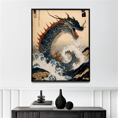 Chinese Dragon Wall Art Minimalist Ukiyo Dragon For Home Decor Etsy