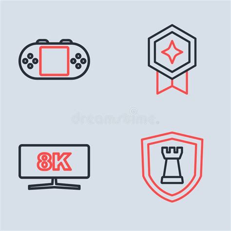 Set Line Game Rating With Medal Computer Monitor Chess Shield And