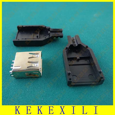 Freeshipping 10pcs Diy Usb Female Type A 4pin 4p Three Pieces Assembly