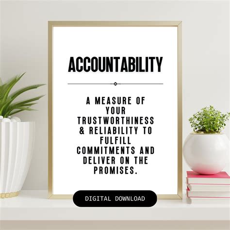 Accountability Definition Printable Motivational Wall Art For Home And