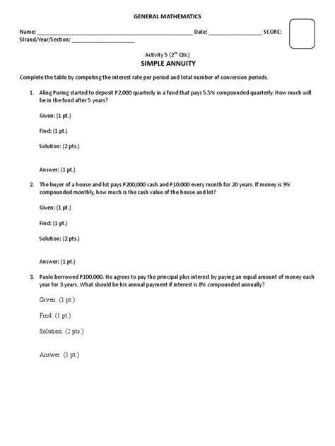 Activity 5 Simple Annuity Pdf