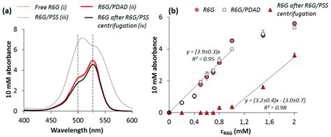 A Absorbance Spectra Of R6g I In Absence Of Polymers Ii In
