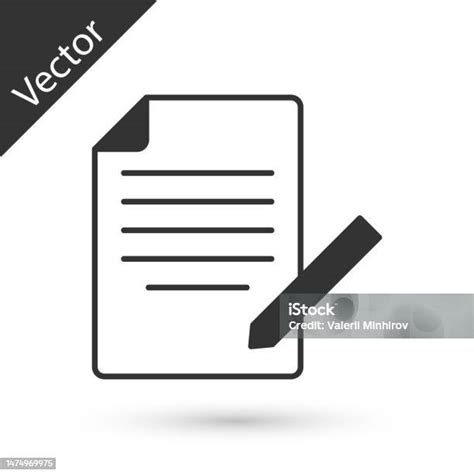 회색 문서와 펜 아이콘이 흰색 배경에 격리되어 있습니다 파일 아이콘 체크리스트 아이콘입니다 사업 개념입니다 벡터 0명에 대한
