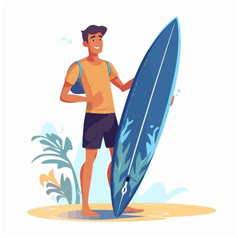Active Surfer Holding Surfboard Professional Sporty Lifestyle Image Premium Ai Generated Vector