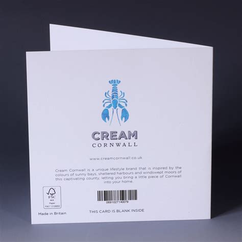 Luxury Fistral Lobster Greetings Card Fsc Certified Cream Cornwall