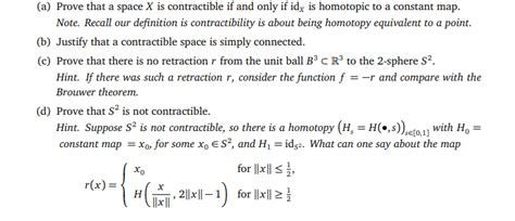 Solved A Prove That A Space X Is Contractible If And Only