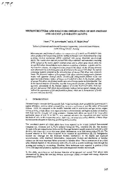 Pdf Microstructure And Fracture Analysis Of Tial Alloys