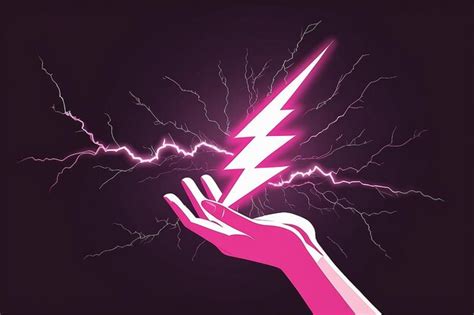 Premium Photo Vector Illustration Hand Holding Pink Lightning