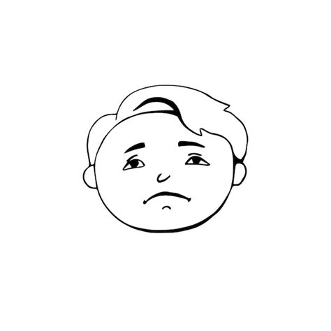 Premium Vector Human Emotions Sad Face Black And White Drawing On A