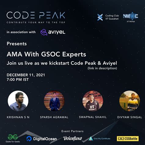 Gsoc Opensource Dev Devcommunity Codepeak Coding Njack Iit Patna