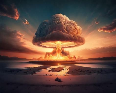 Premium Ai Image Huge Nuclear Bomb Explosion Generative Artificial Intelligence