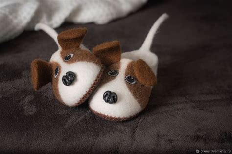 Тапочки валяные детские собачки в интернет магазине Ярмарка Мастеров по цене 2500 ₽ Ow4dsru