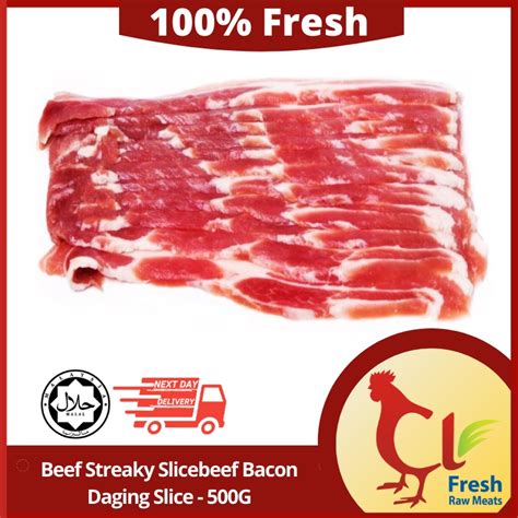 Beef Streaky Slicebeef Bacon Daging Slice 500g Halal Shopee Malaysia