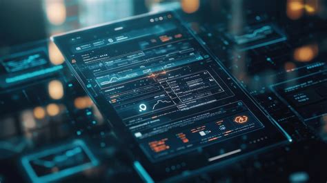Futuristic Digital Interface With Data Analytics And Graphs On A Tablet Screen Premium Ai