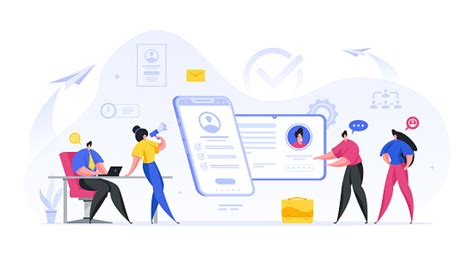 회사 관리자는 신입 사원 벡터 개념을 검색하고 모집하고 있습니다 가공의 인물에 대한 스톡 벡터 아트 및 기타 이미지 가공의