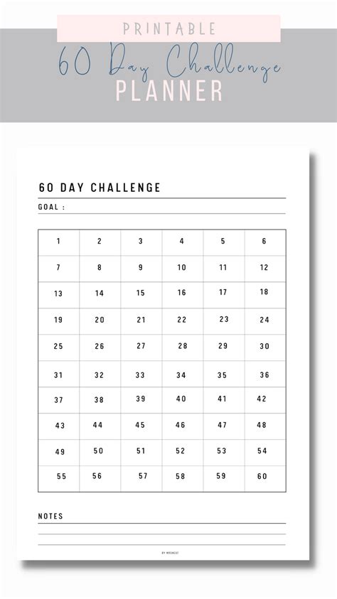 60 Day Challenge Printable 60 Day Challenge Habit Tracker Printable