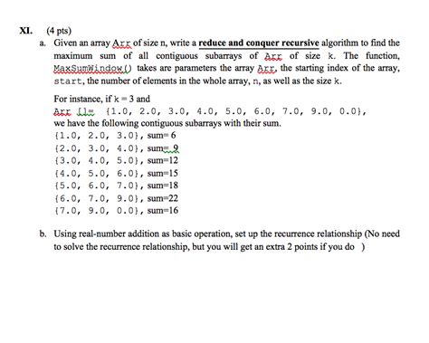 solved xi a 4 pts given an array arr of size n write a