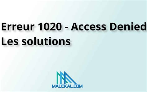 Erreur 1020 Access Denied Les Solutions
