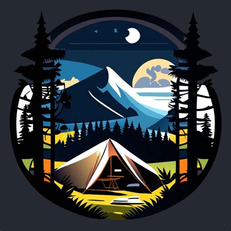 캠핑 터 일러스트레이션 프리미엄 벡터