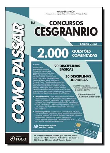 Livro Como Passar Em Concursos Cesgranrio 2000 Questões Co Mercadolivre