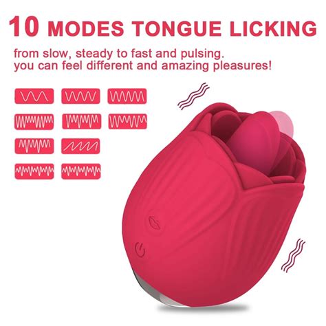 Rose Toy Vibrator With Tongue Licking Oral Nipple Clit Clitoris Stimulator Female Adults Goods