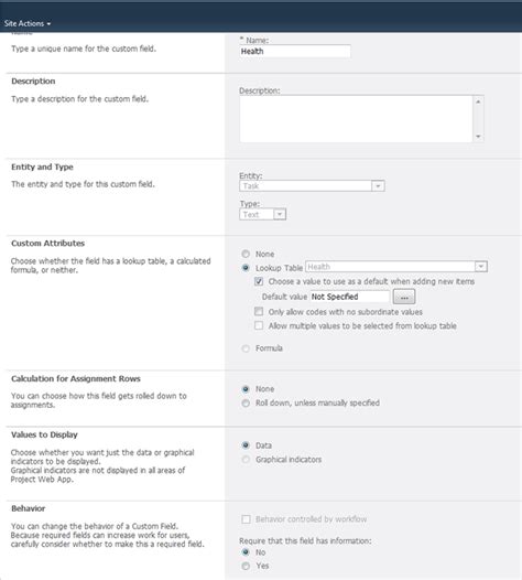 The Health Lookup Table In Ms Project Server 2010 Nenad Trajkovski