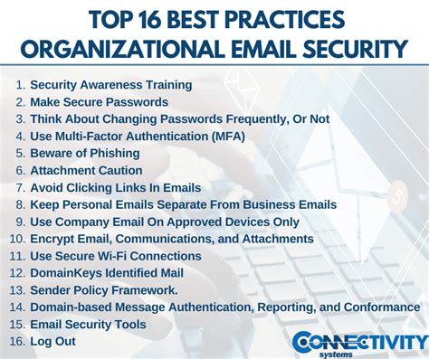 Top 16 Organizational Email Security Best Practices For 2024 Connectivity Systems