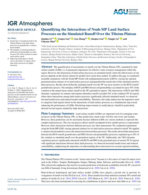 Pdf Quantifying The Interactions Of Noah‐mp Land Surface Processes On The Simulated Runoff