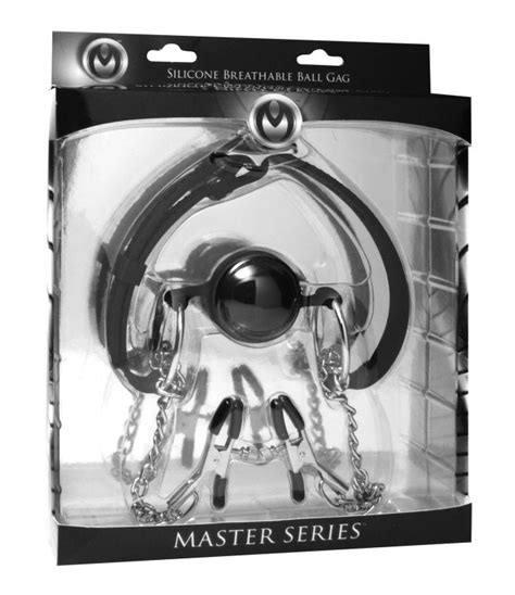 Hinder Silicone Breathable Ball Gag And Nipple Clamps