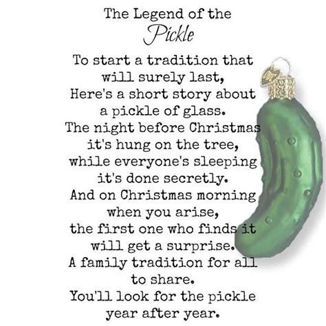 Vintage Treasures Ornaments Pickle Poem Legend Of The Pickle