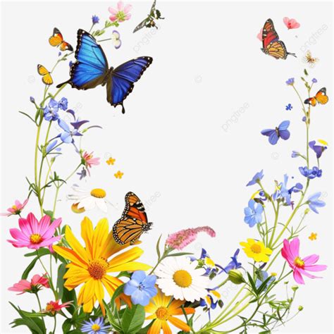 꽃에 아름다운 나비 나비 꽃들 자연 Png 일러스트 및 이미지 에 대한 무료 다운로드 Pngtree