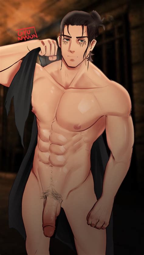 Rule 34 Abs Attack On Titan Brown Hair Eren Jaeger Flaccid Green Eyes