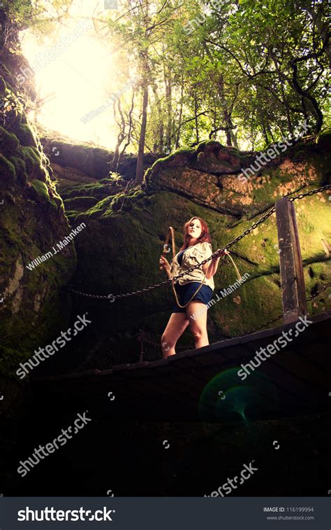Sexy Adventurer On Bridge Stock Photo 116199994 Shutterstock