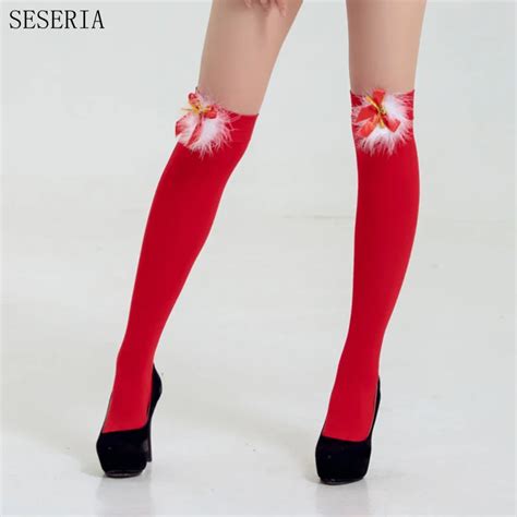 Seseria Sexy Stockings Fashion Stretch Bow High Stockings Over The Knee
