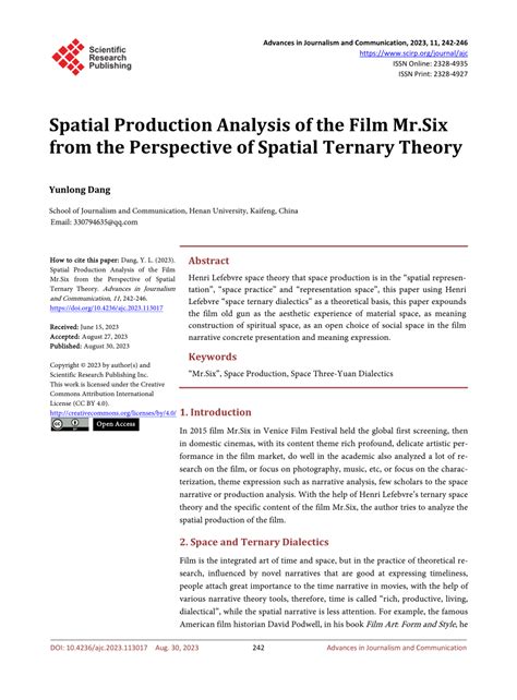 pdf spatial production analysis of the film mr six from the