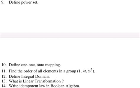 9 Define Power Set 10 Define One One Onto StudyX