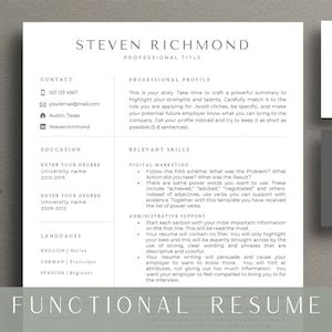 Functional Resume Skills Based Career Change Resume With Cover Letter Professional Resume