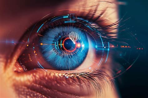 Security Retina Scanner On Blue Eye Stunning Blue Eye With An Abstract Security Retina Scanner