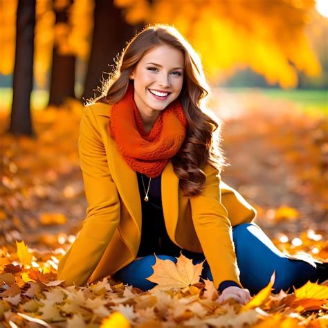 Teen Girl Showing Off Her Autumn Style Premium Ai Generated Image