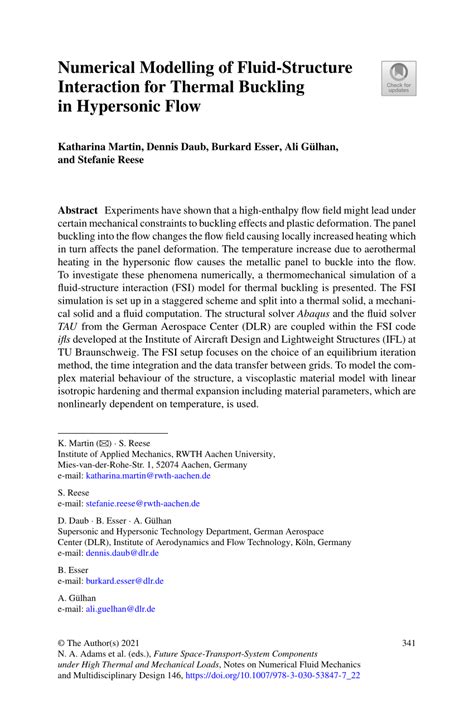 Pdf Numerical Modelling Of Fluid Structure Interaction For Thermal