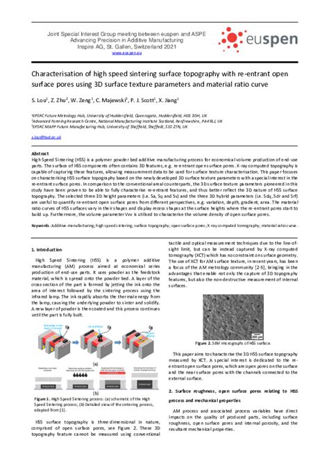 Pdf Characterisation Of High Speed Sintering Surface Topography With Re Entrant Open Surface